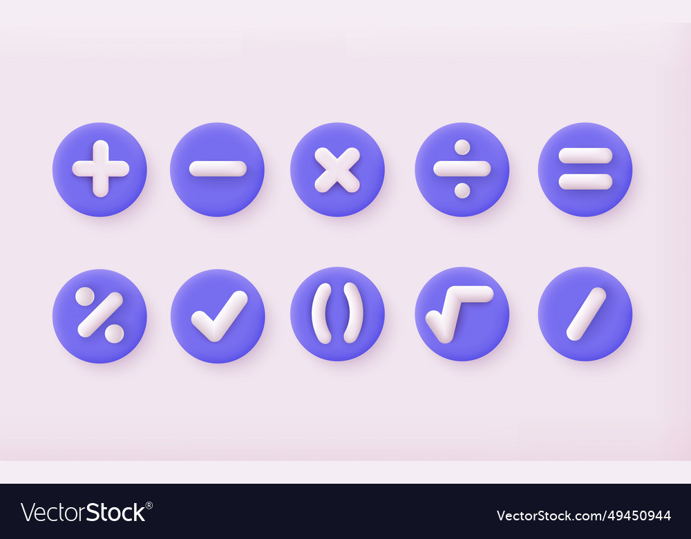 Mathematical signs big set 3d Royalty Free Vector Image