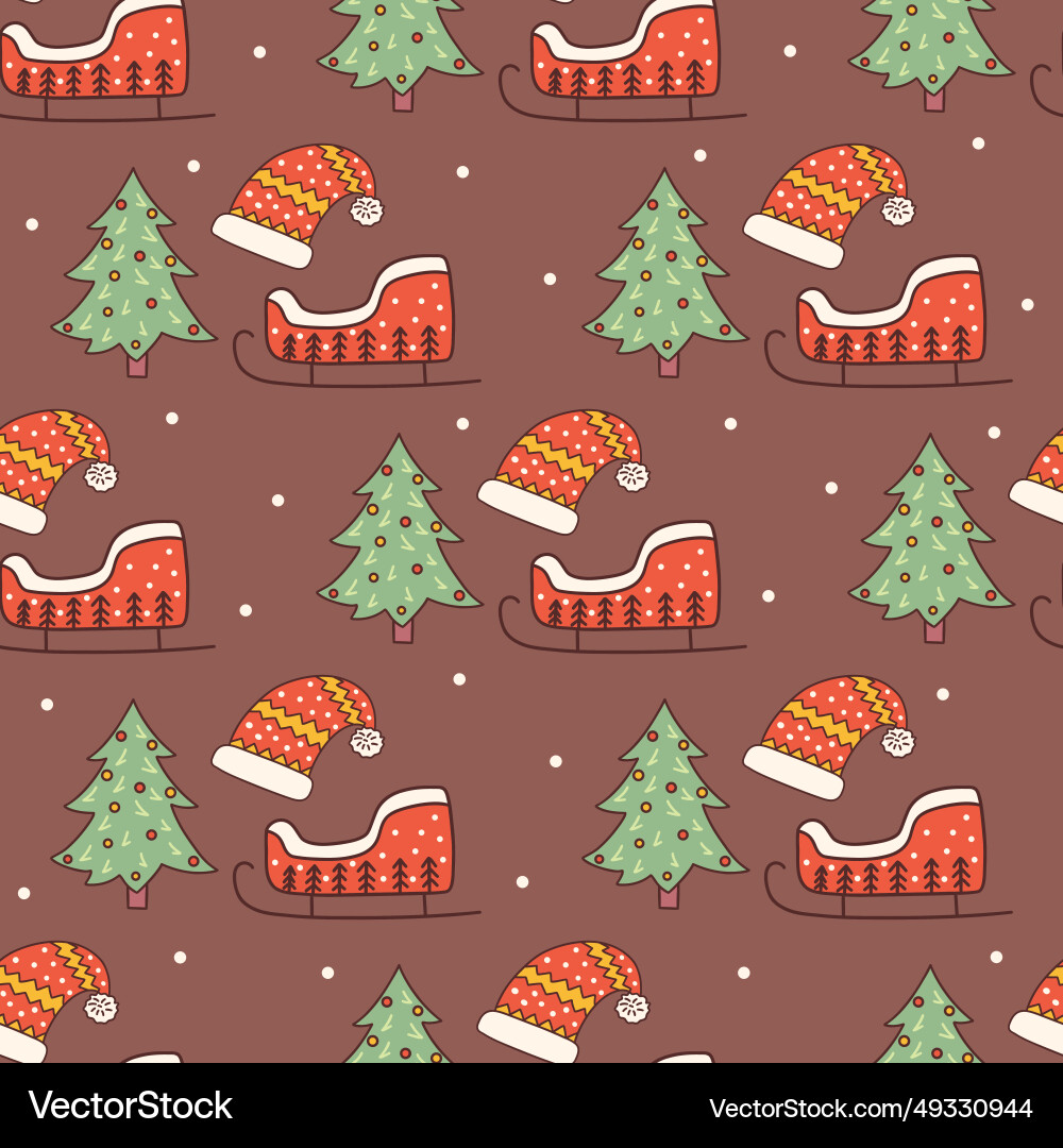 Seamless pattern with christmas tree santa claus Vector Image