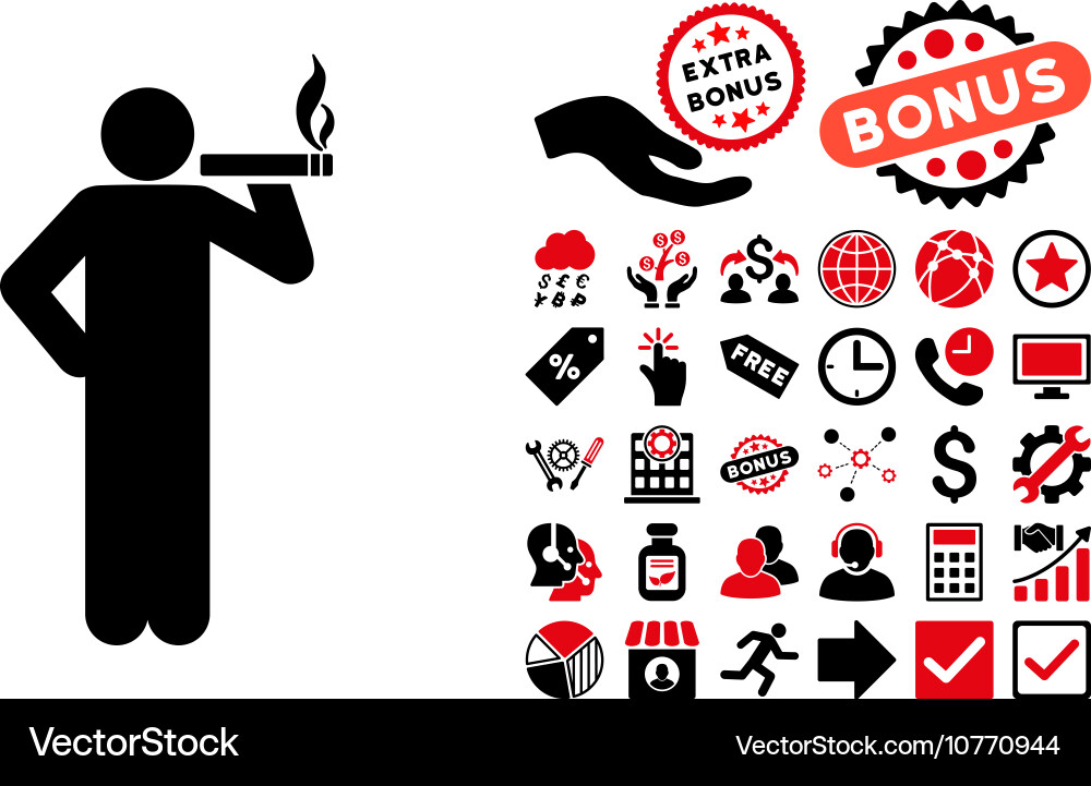 Smoking man flat icon with bonus Royalty Free Vector Image