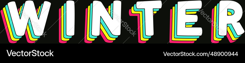 Winter - retro rainbow typography faded style Vector Image