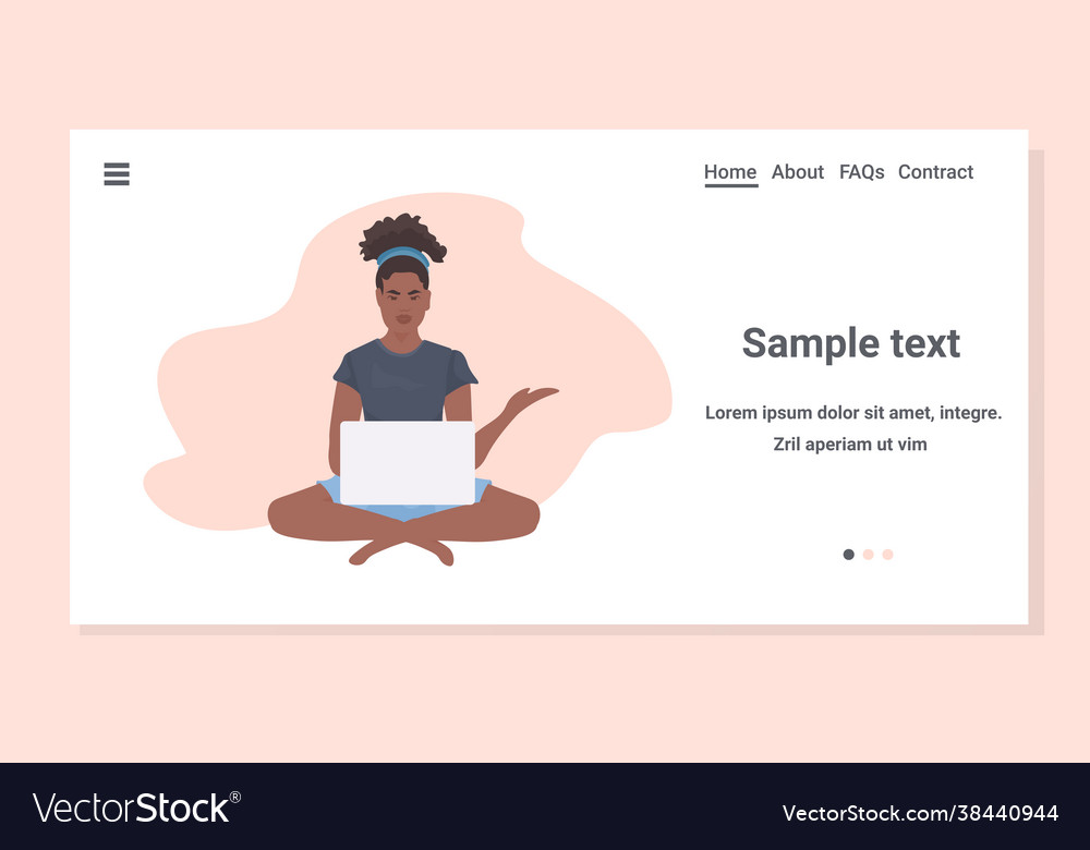 Young Woman Sitting Lotus Pose Working On Laptop Vector Image