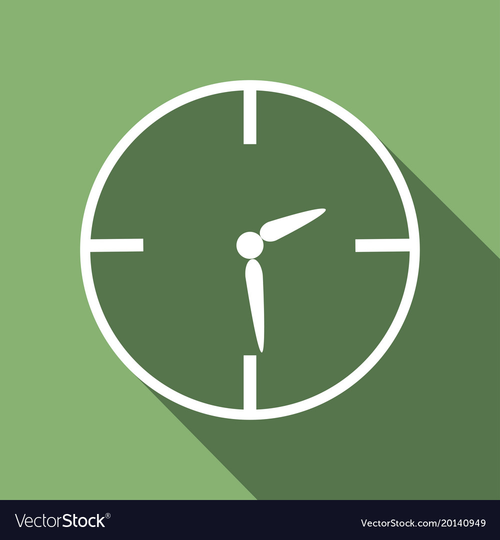 Clock with a long shadow Royalty Free Vector Image