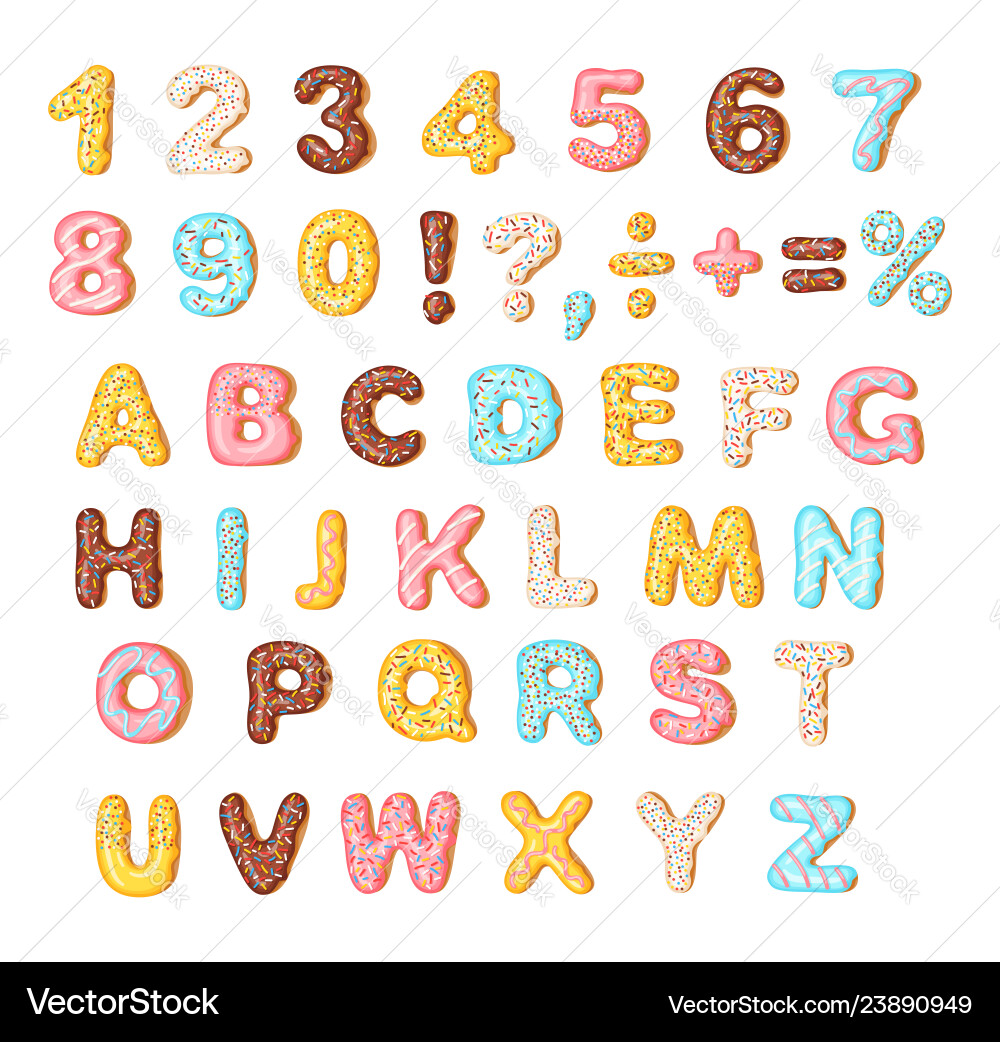 Cookies with colorful glaze set alphabet Vector Image