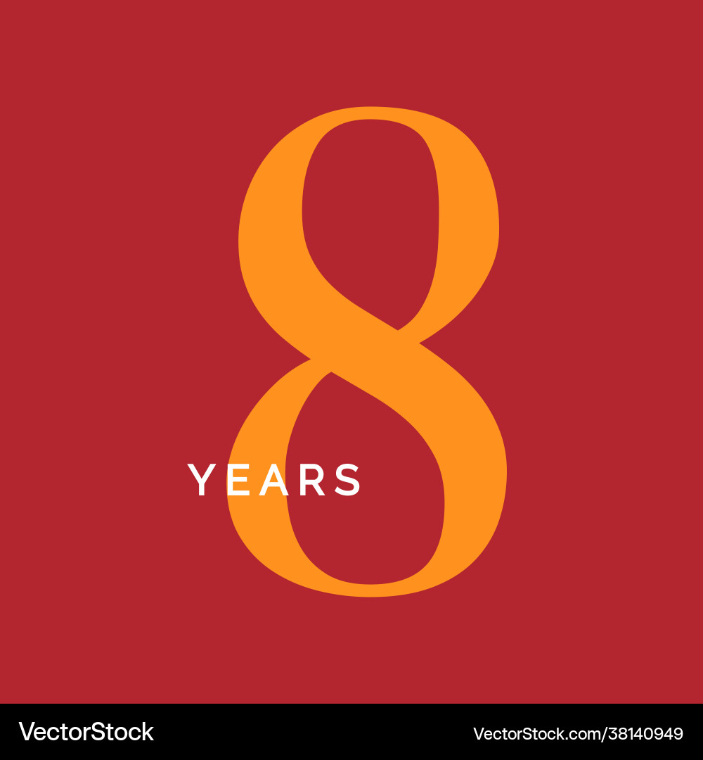 Eight years symbol eighth birthday emblem Vector Image