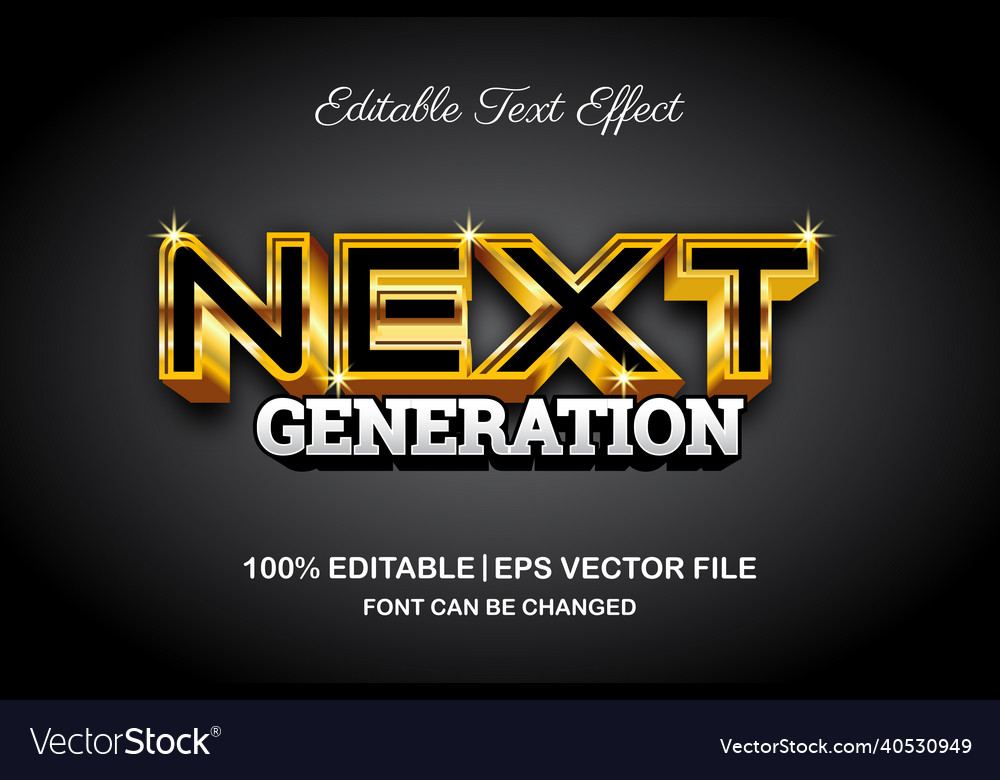 Next generation 3d editable text effect Royalty Free Vector