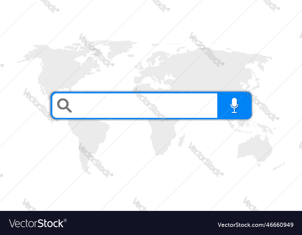 Search bar icon of internet browser on world map Vector Image