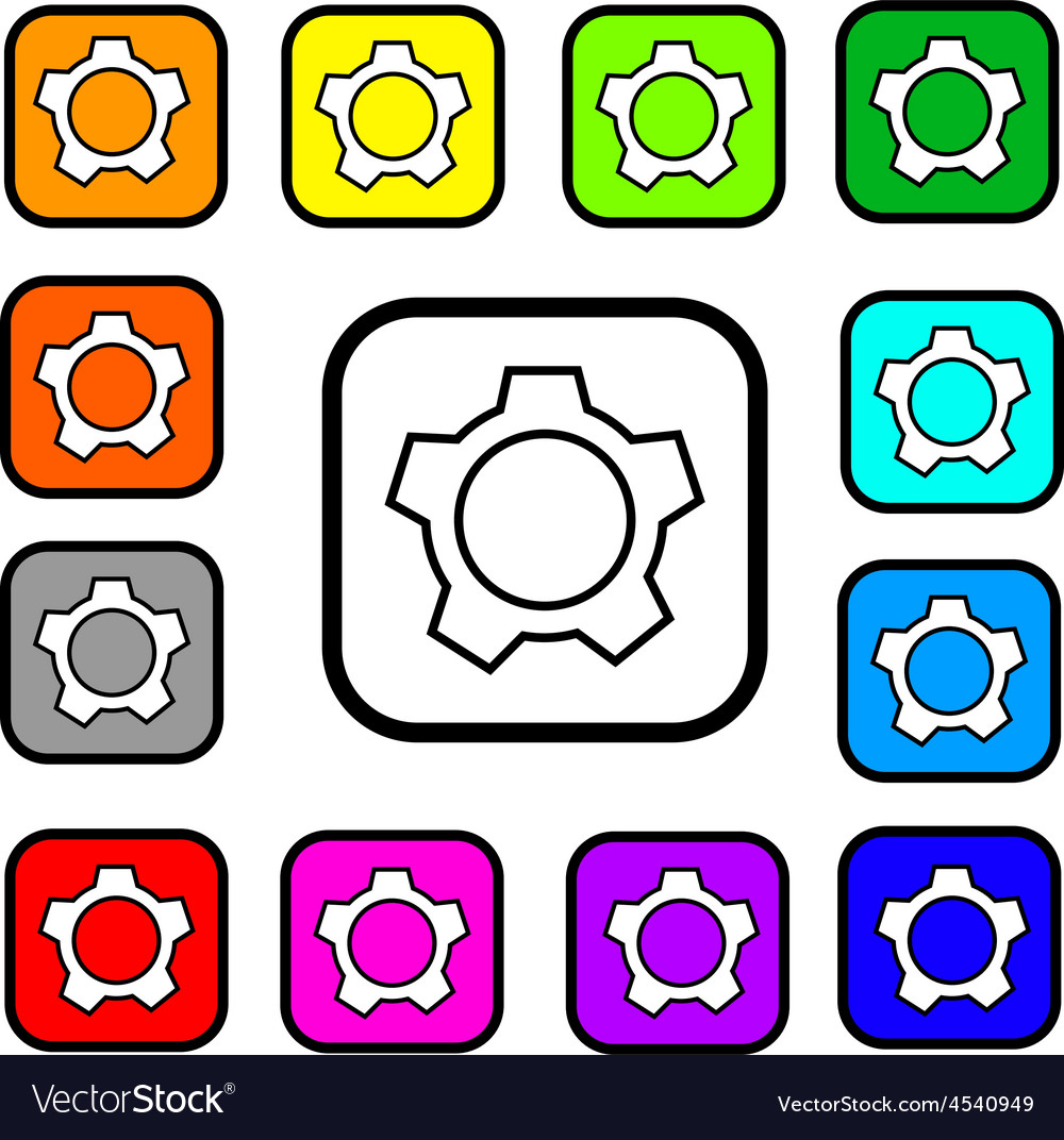 Settings button square icon Royalty Free Vector Image