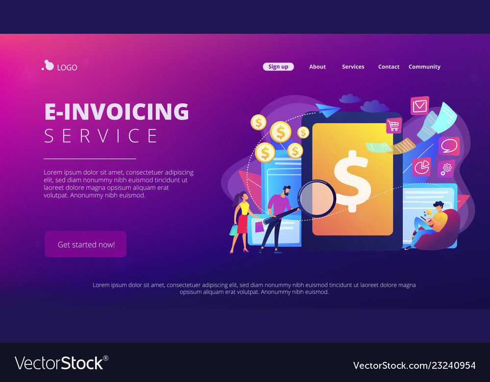 E-invoicing concept landing page Royalty Free Vector Image E-invoicing concept landing page Royalty Free Vector Image