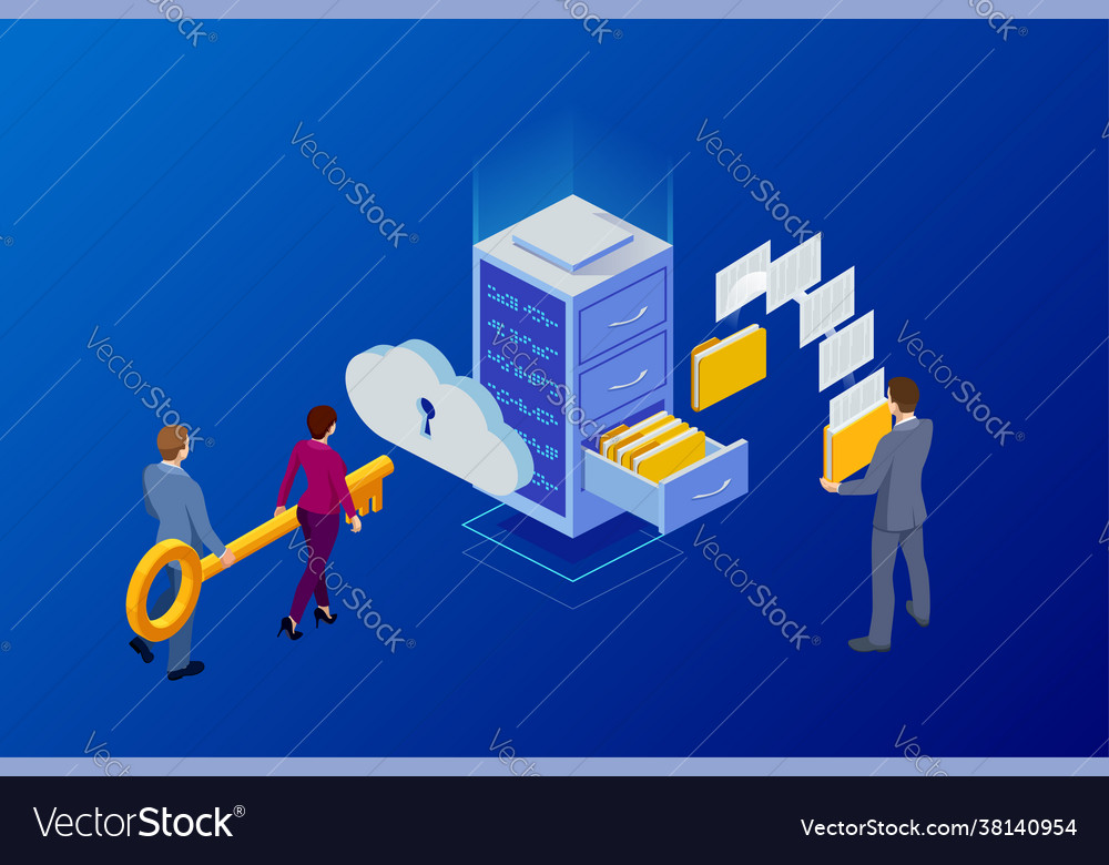 Isometric cloud computing concept represented Vector Image Isometric cloud computing concept represented Vector Image