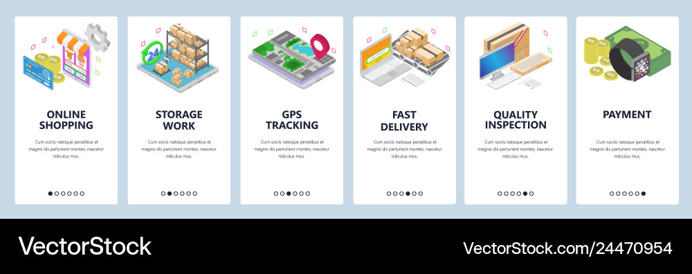 Mobile app onboarding screens online shopping Vector Image