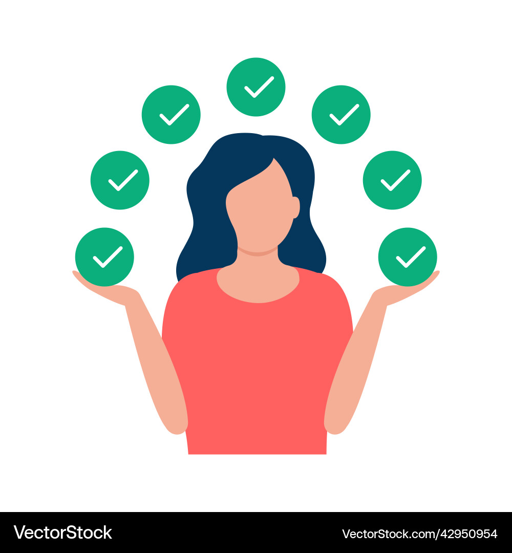 Woman in balance control complete done Royalty Free Vector
