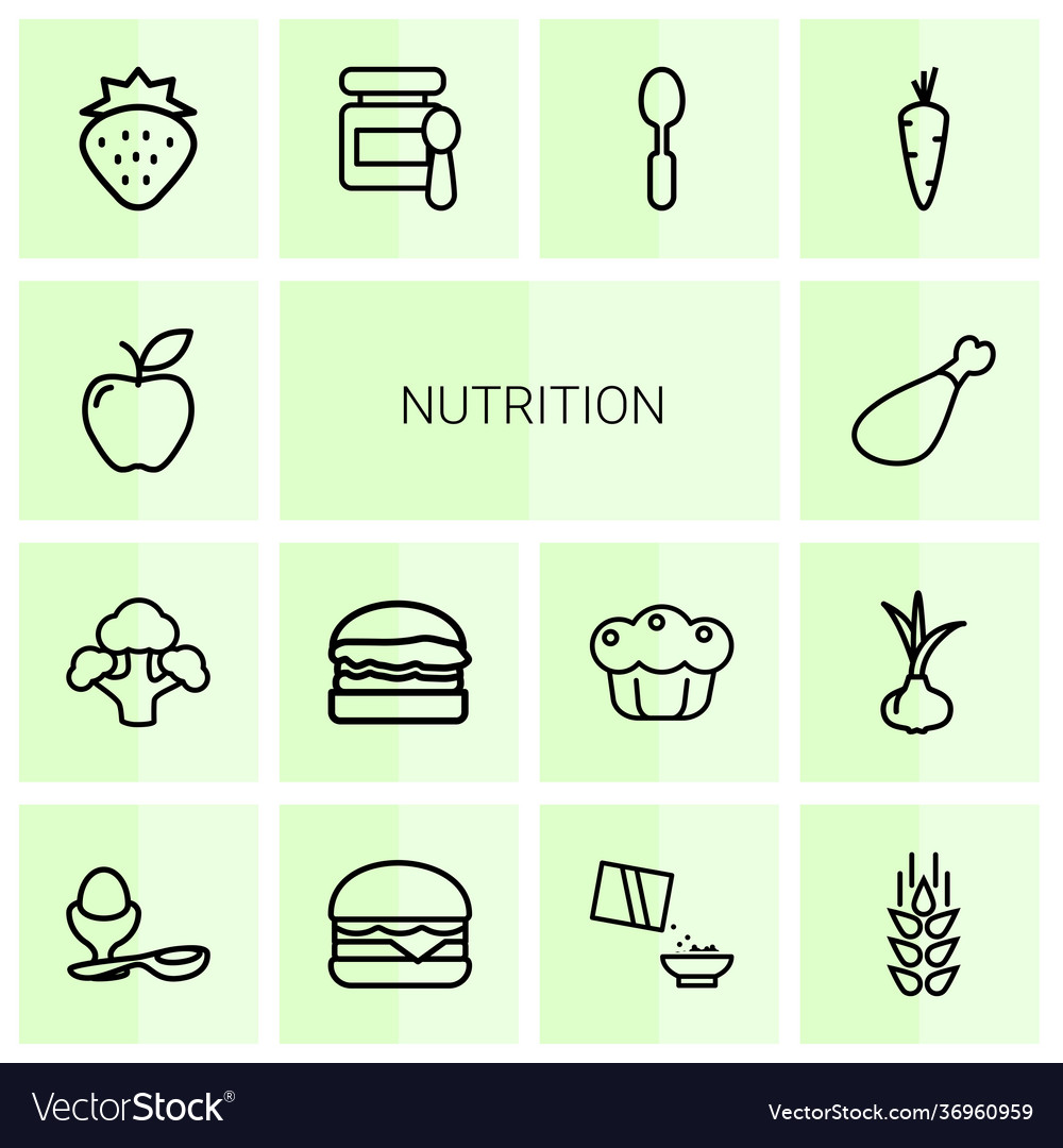 14 nutrition icons Royalty Free Vector Image - VectorStock
