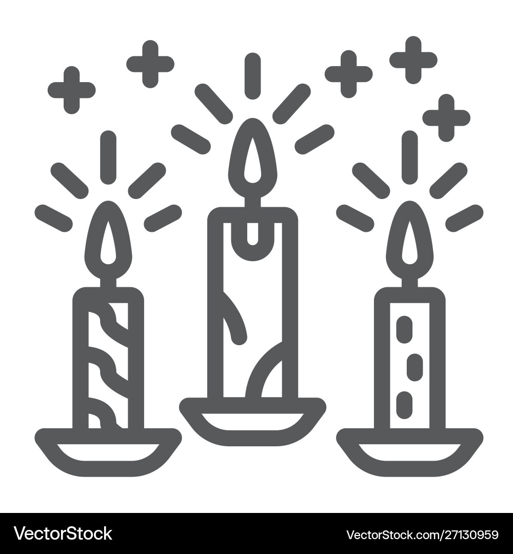 Christmas candle line icon and decor Royalty Free Vector