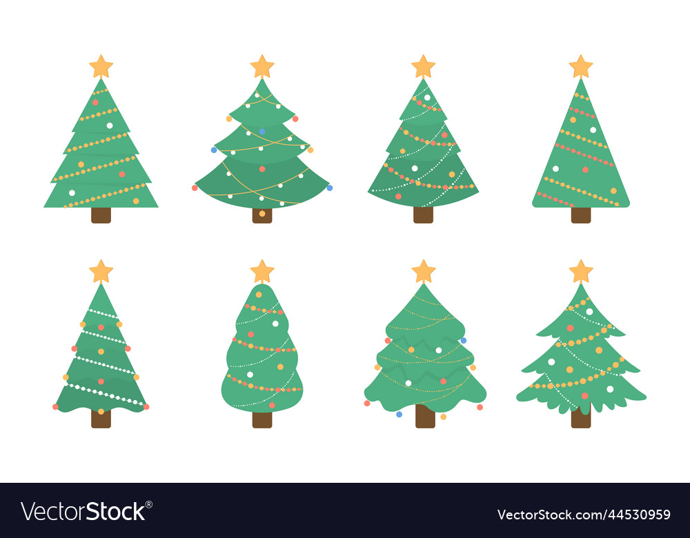 Christmas tree set Royalty Free Vector Image - VectorStock