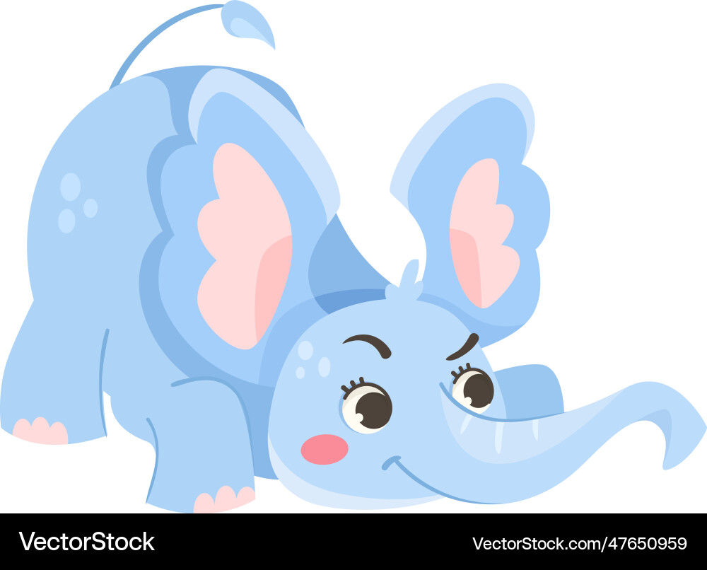 Cute blue baby elephant character playing Vector Image