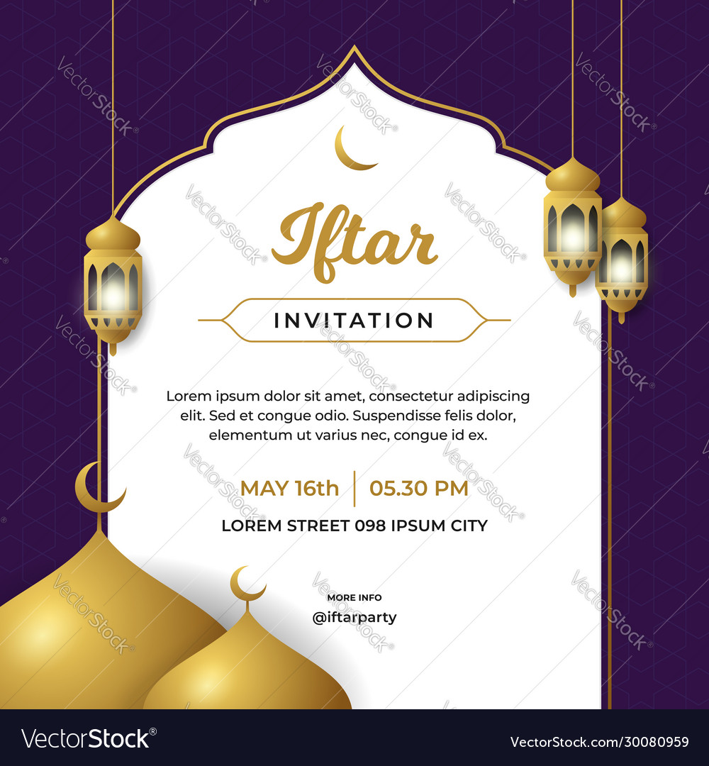 Iftar Invitation Flyer Poster Template Design Vector Image