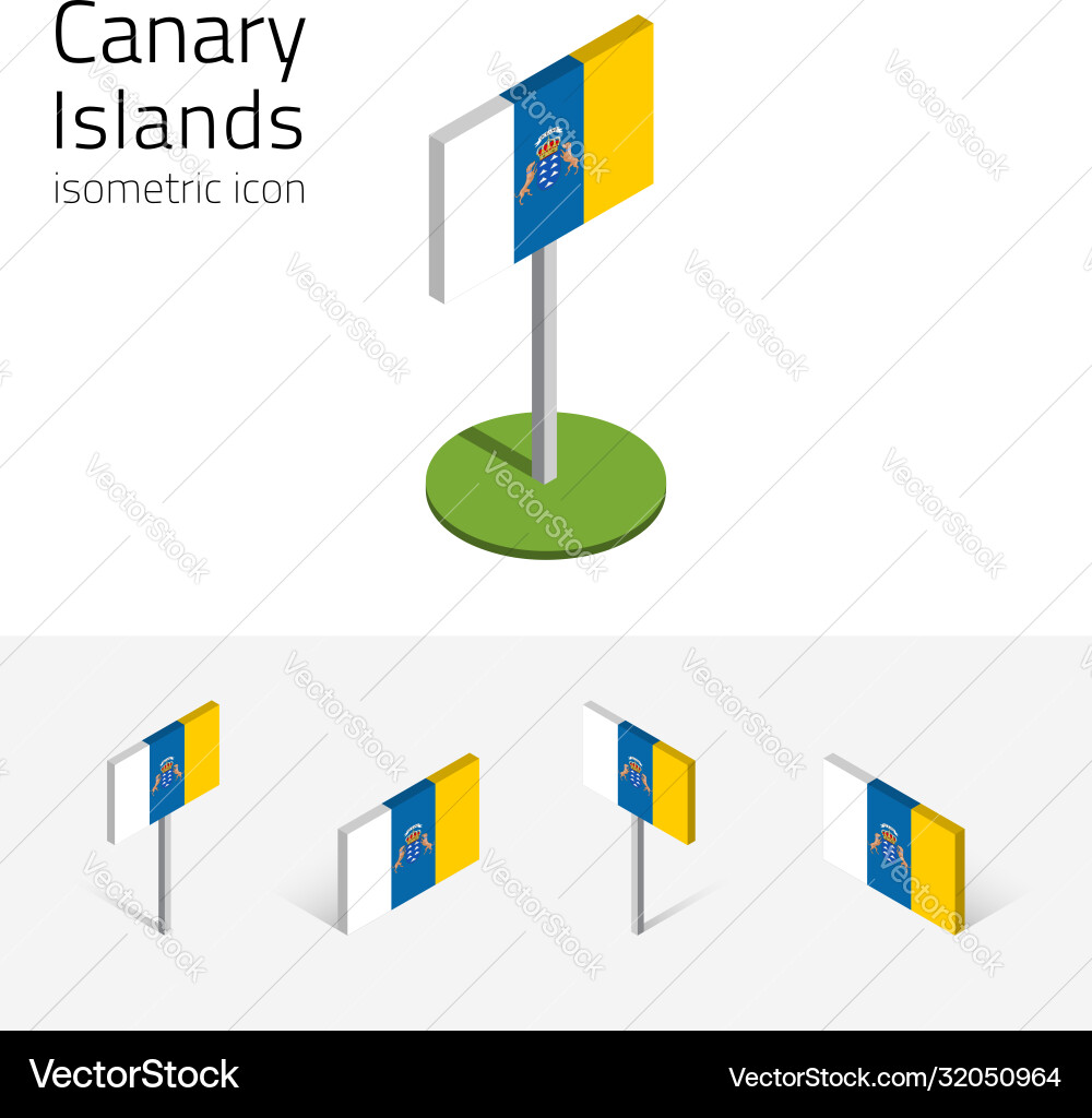 Canary islands flag 3d isometric icons Royalty Free Vector