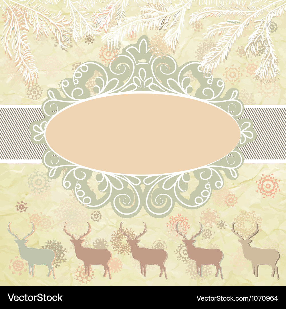 Christmas deer template card Royalty Free Vector Image