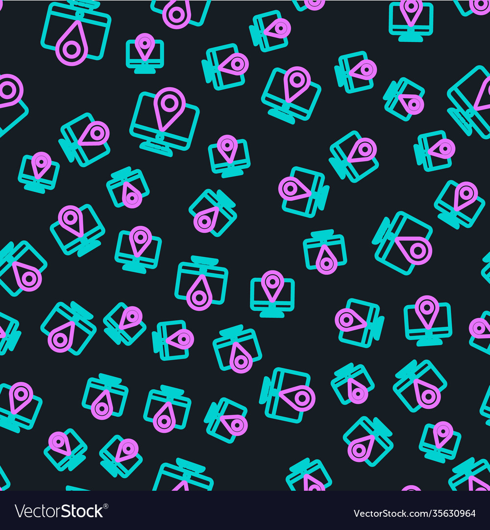 Line computer monitor and folded map with location