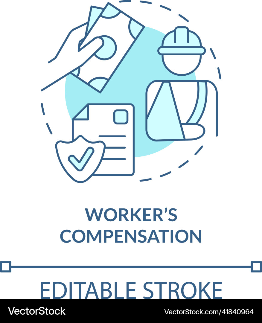 Worker compensation turquoise concept icon Vector Image