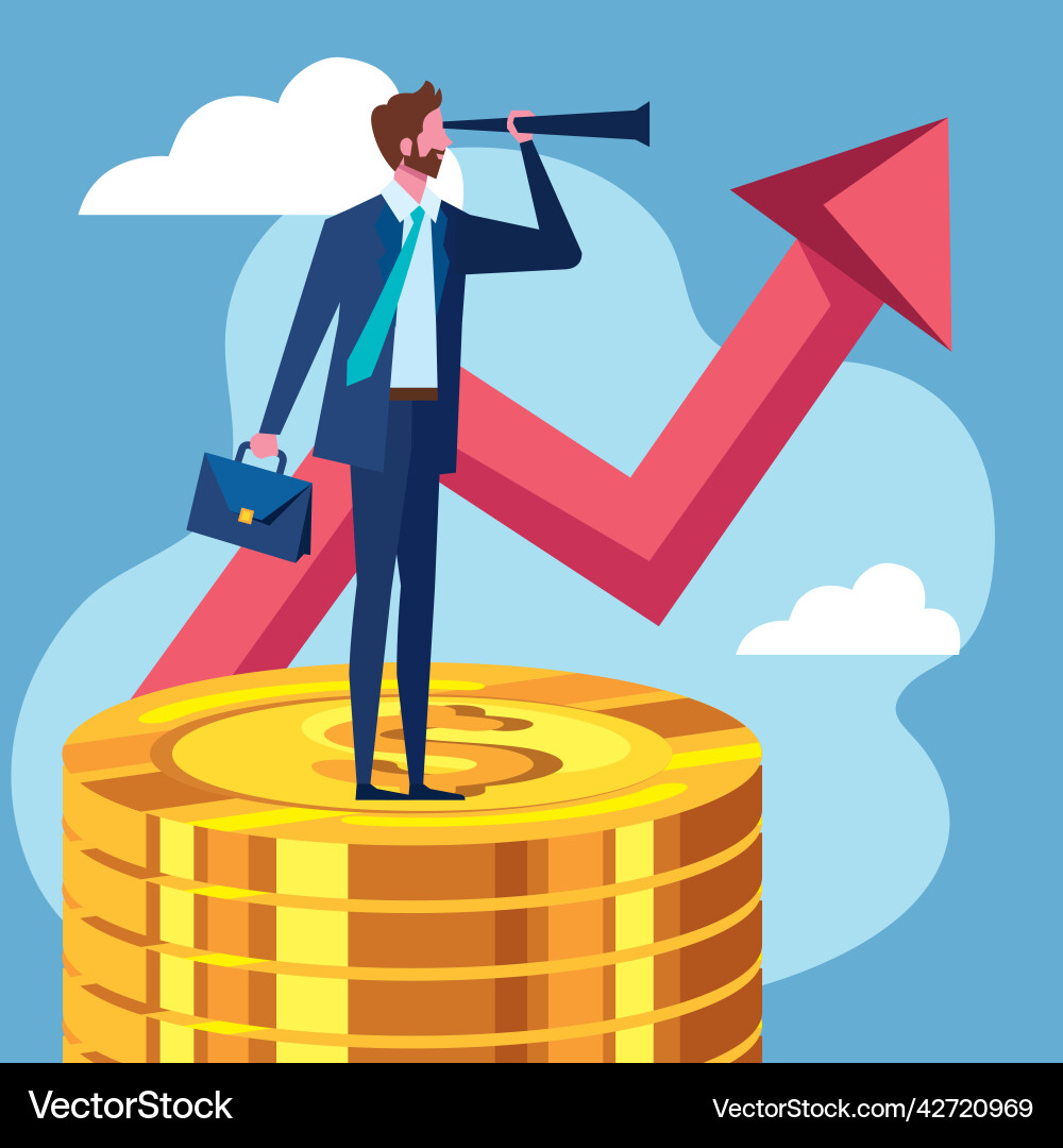 Businessman with arrow Royalty Free Vector Image