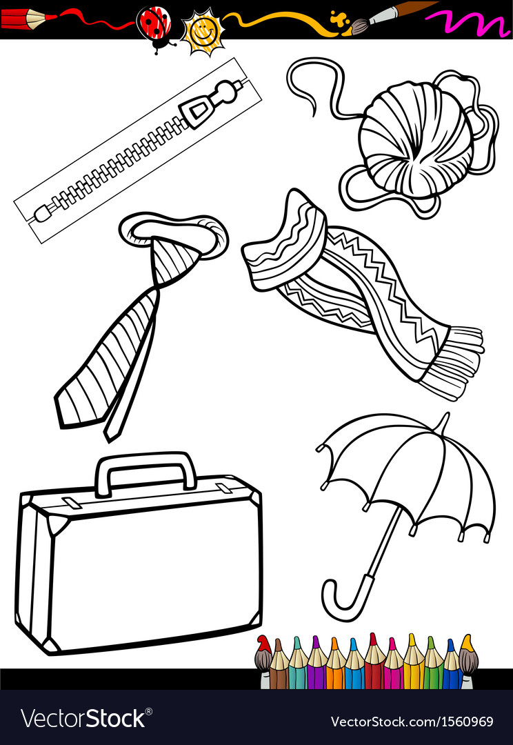 Cartoon objects coloring page Royalty Free Vector Image
