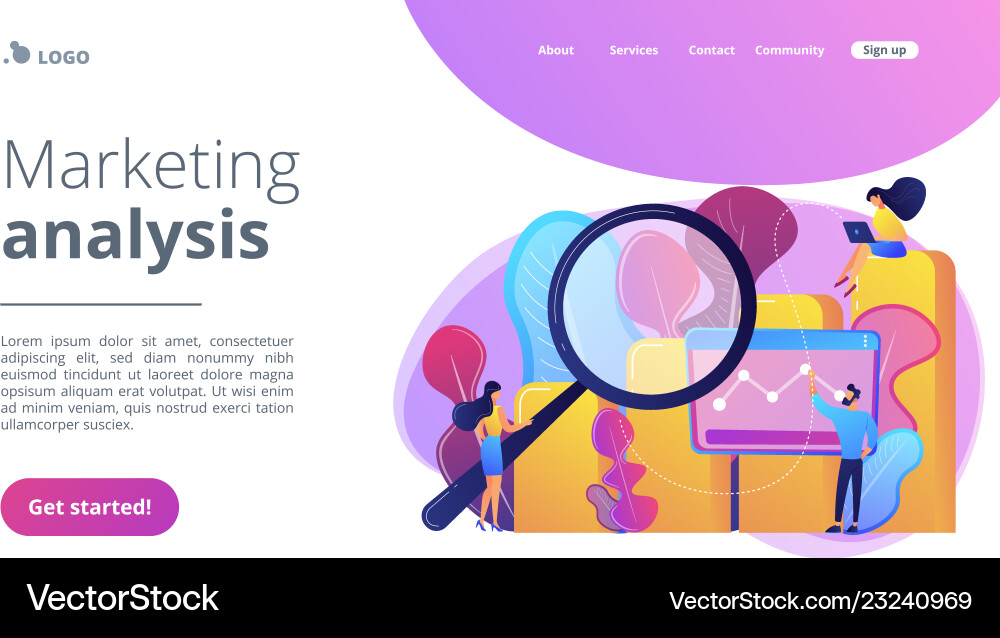 Marketing research concept landing page Royalty Free Vector