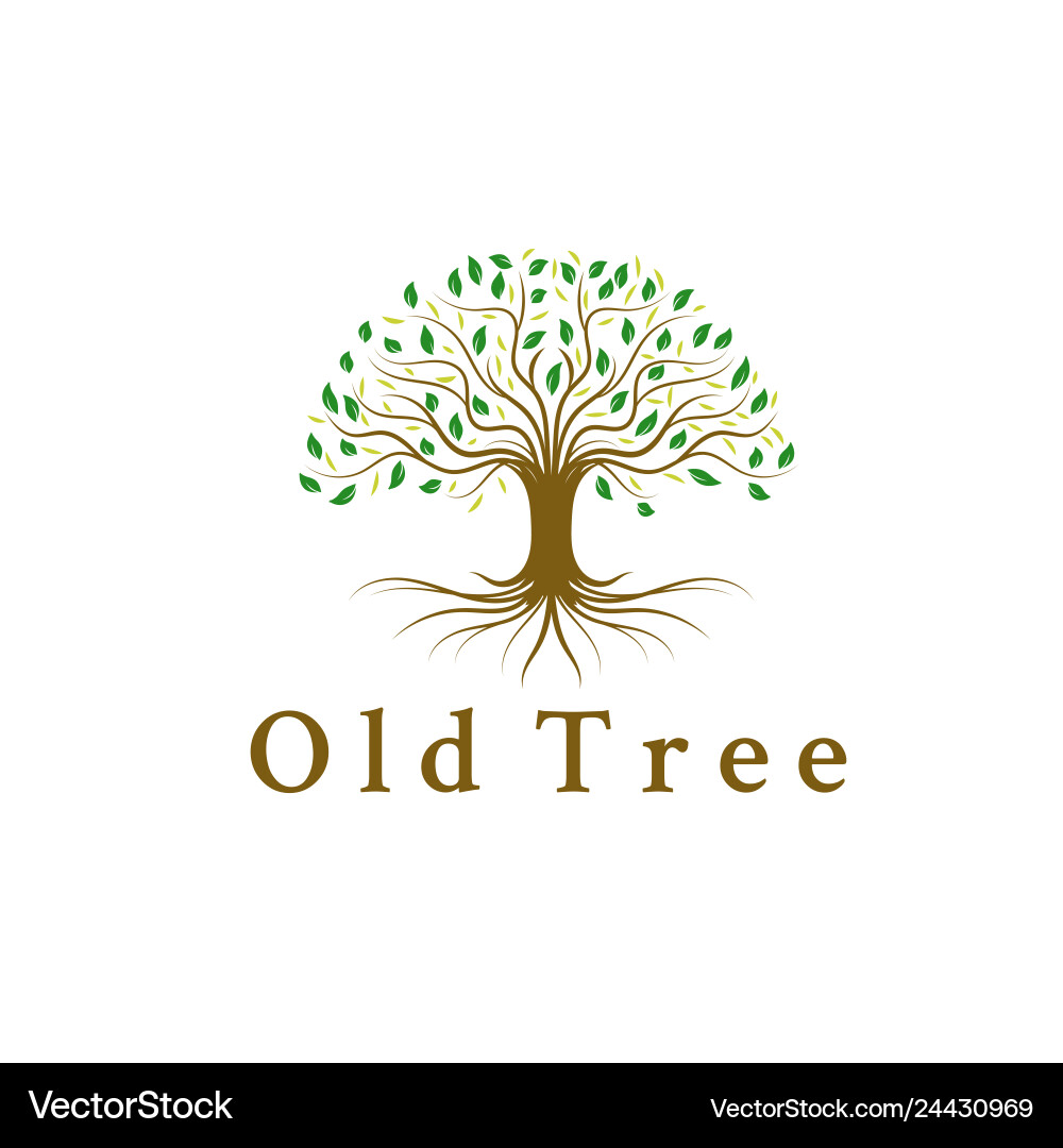 Vintage tree logo design Royalty Free Vector Image