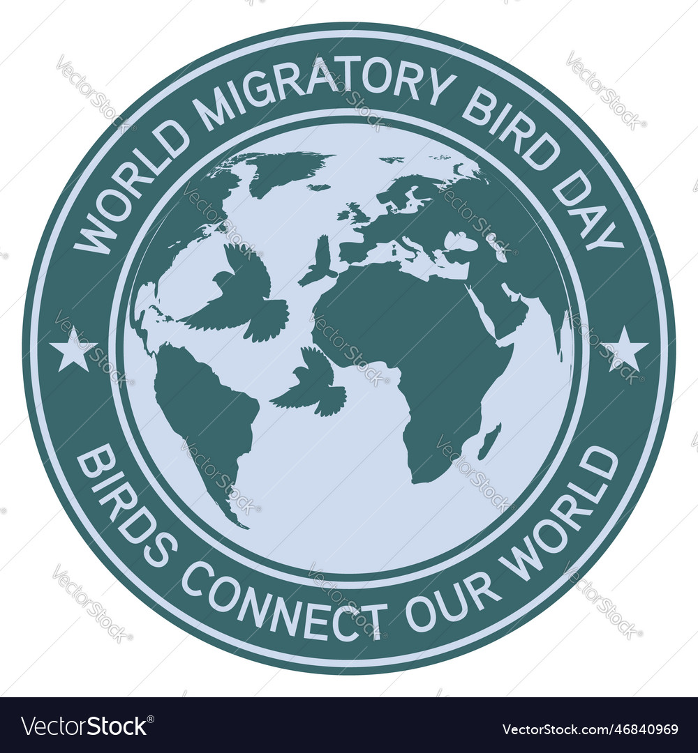 World migratory bird day design badge seal Vector Image