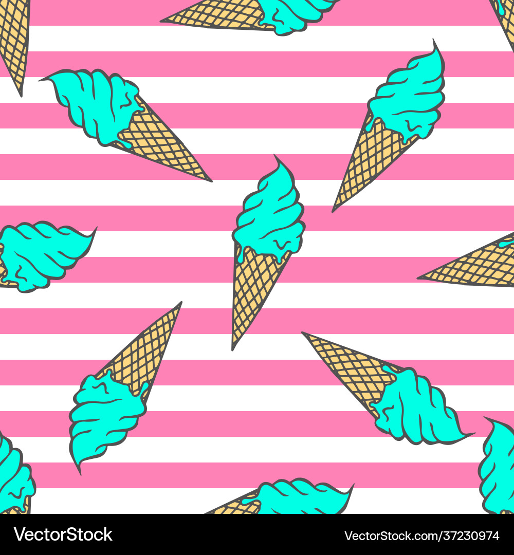 Colorful pastel pattern ice cream in pop art Vector Image