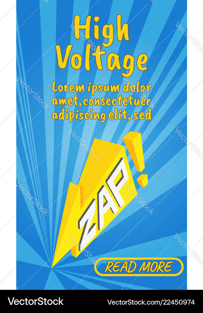 High voltage concept banner comics isometric Vector Image