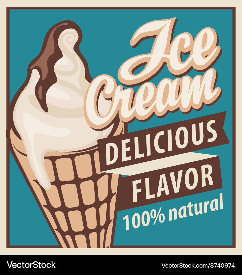 Ice cream in retro style Royalty Free Vector Image