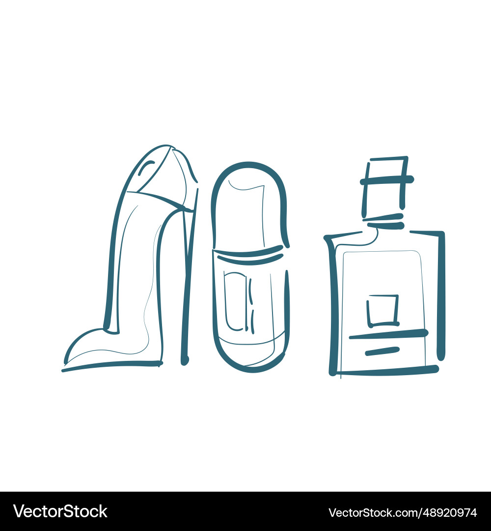 Perfume doodle isolated line art sketch hand drawn