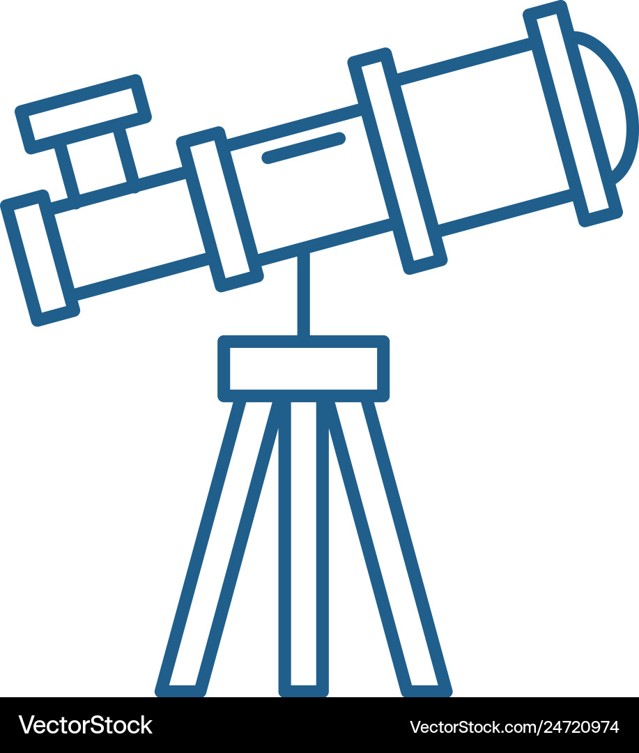 Telescope line icon concept flat Royalty Free Vector Image