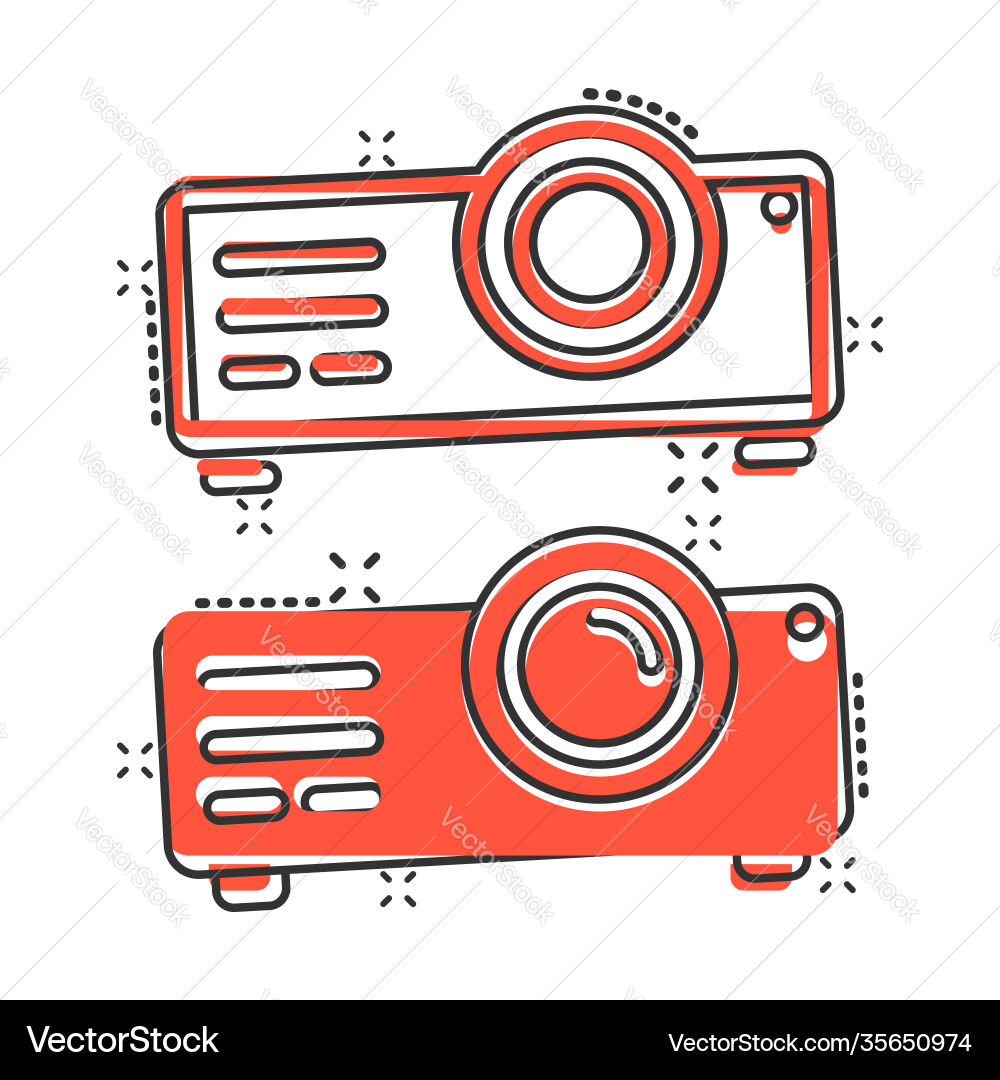 Video projector sign icon in comic style cinema Vector Image