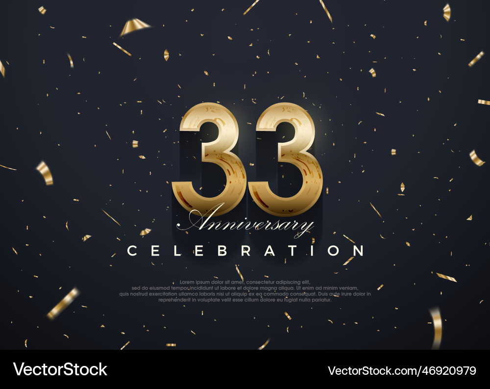 33rd anniversary celebration 3d design Royalty Free Vector