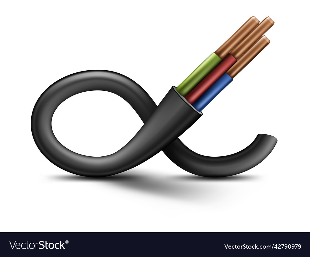 3d infinity shape flexible wire electrical cable Vector Image