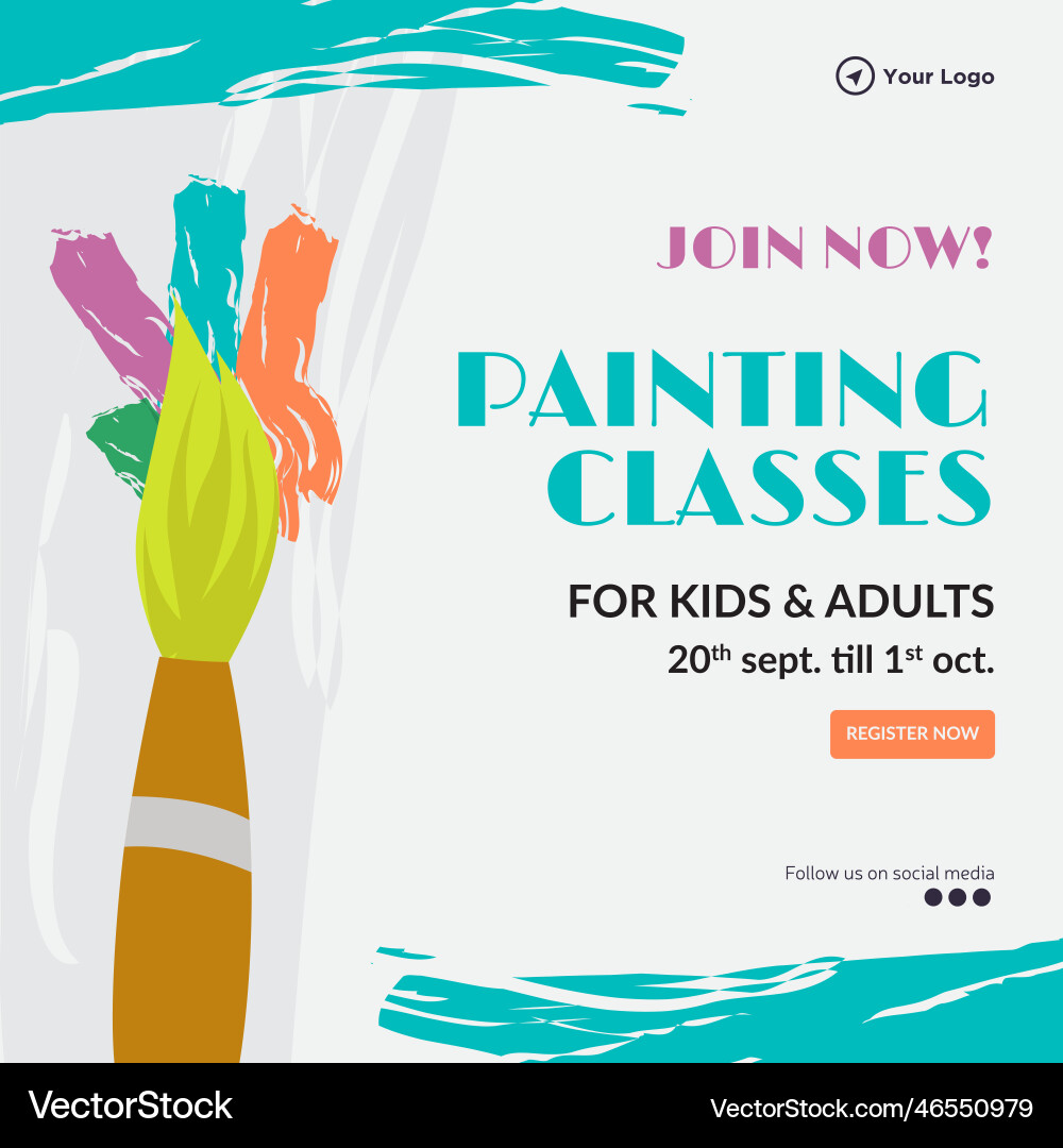 Banner design of painting classes template Vector Image