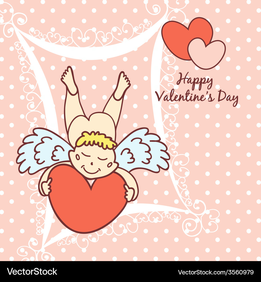 Cupid cute card for valentines day Royalty Free Vector Image