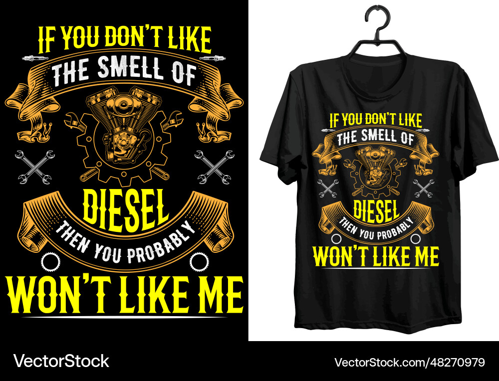 Diesel mechanic t shirt design Royalty Free Vector Image