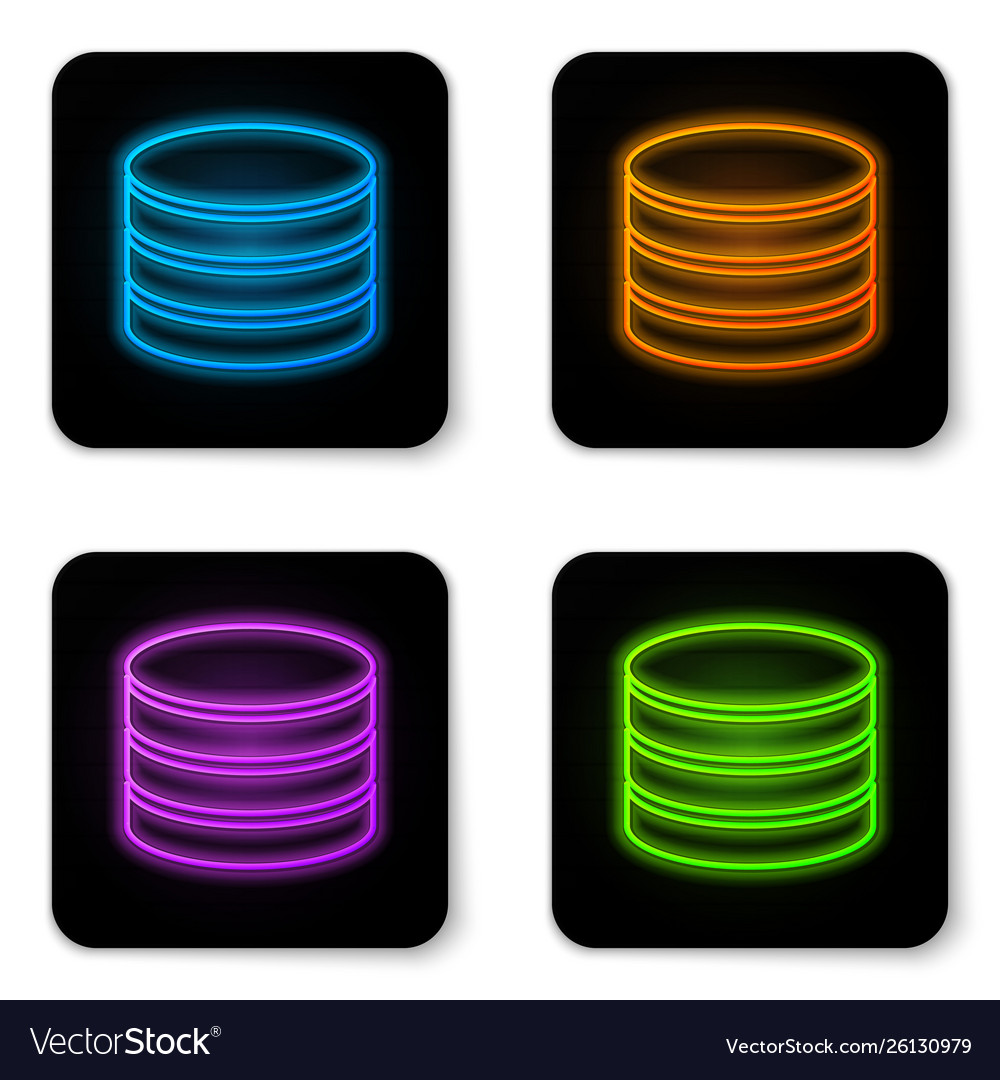 Glowing neon database icon isolated on white Vector Image