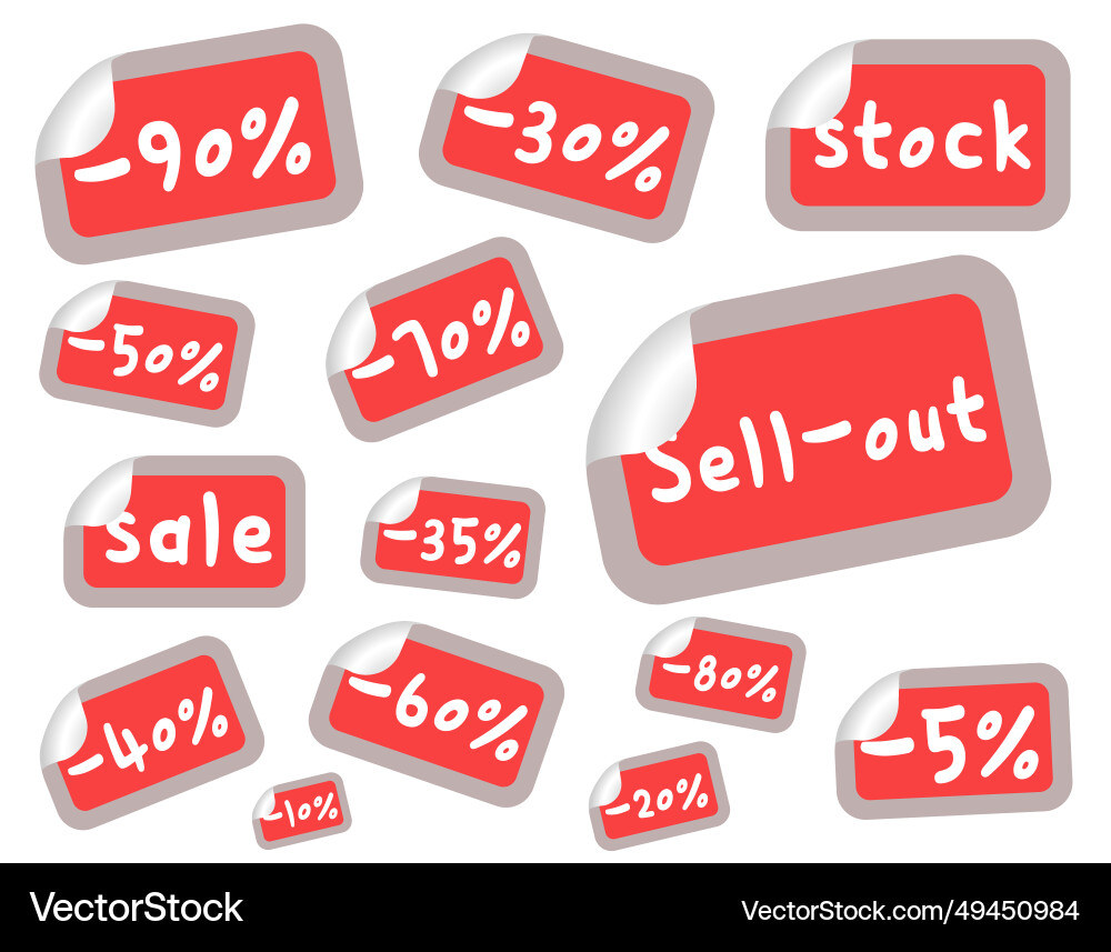 Discount labels signs special sales Royalty Free Vector