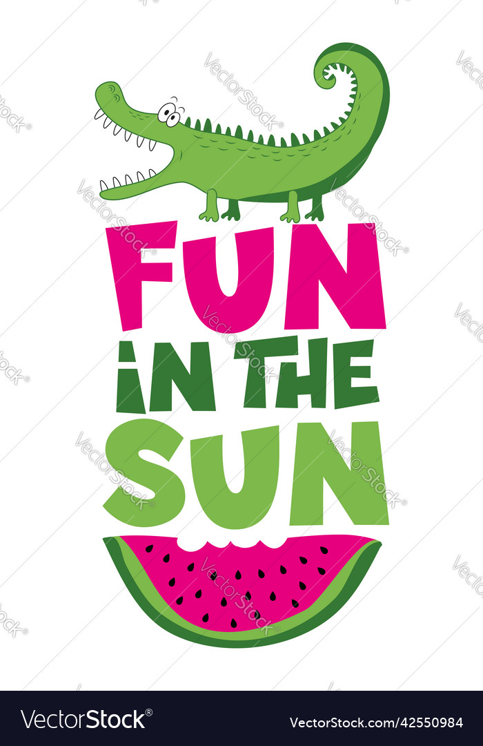Fun In The Sun Funny Alligator Or Crocodile Vector Image