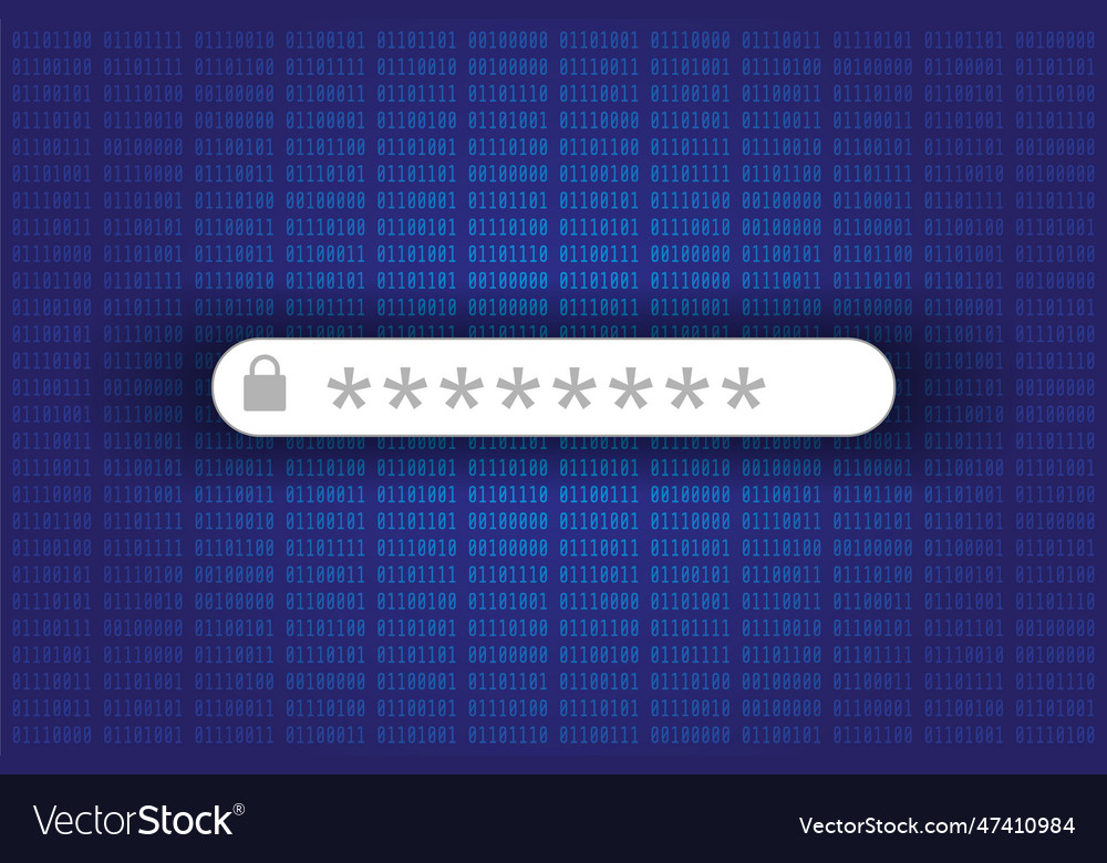 Hidden password form with binary numbers bl Vector Image