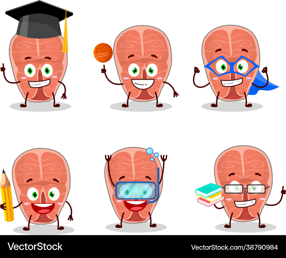 School student tuna with various expressions Vector Image