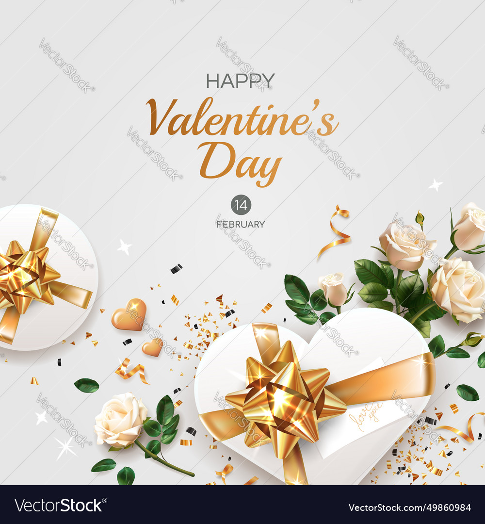 Square valentines day greeting card template Vector Image