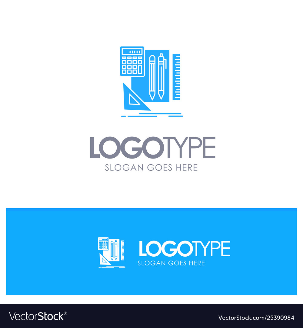 Stationary book calculator pen blue solid logo Vector Image Stationary book calculator pen blue solid logo Vector Image
