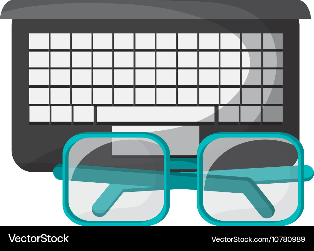 Computer and glasses icon Royalty Free Vector Image