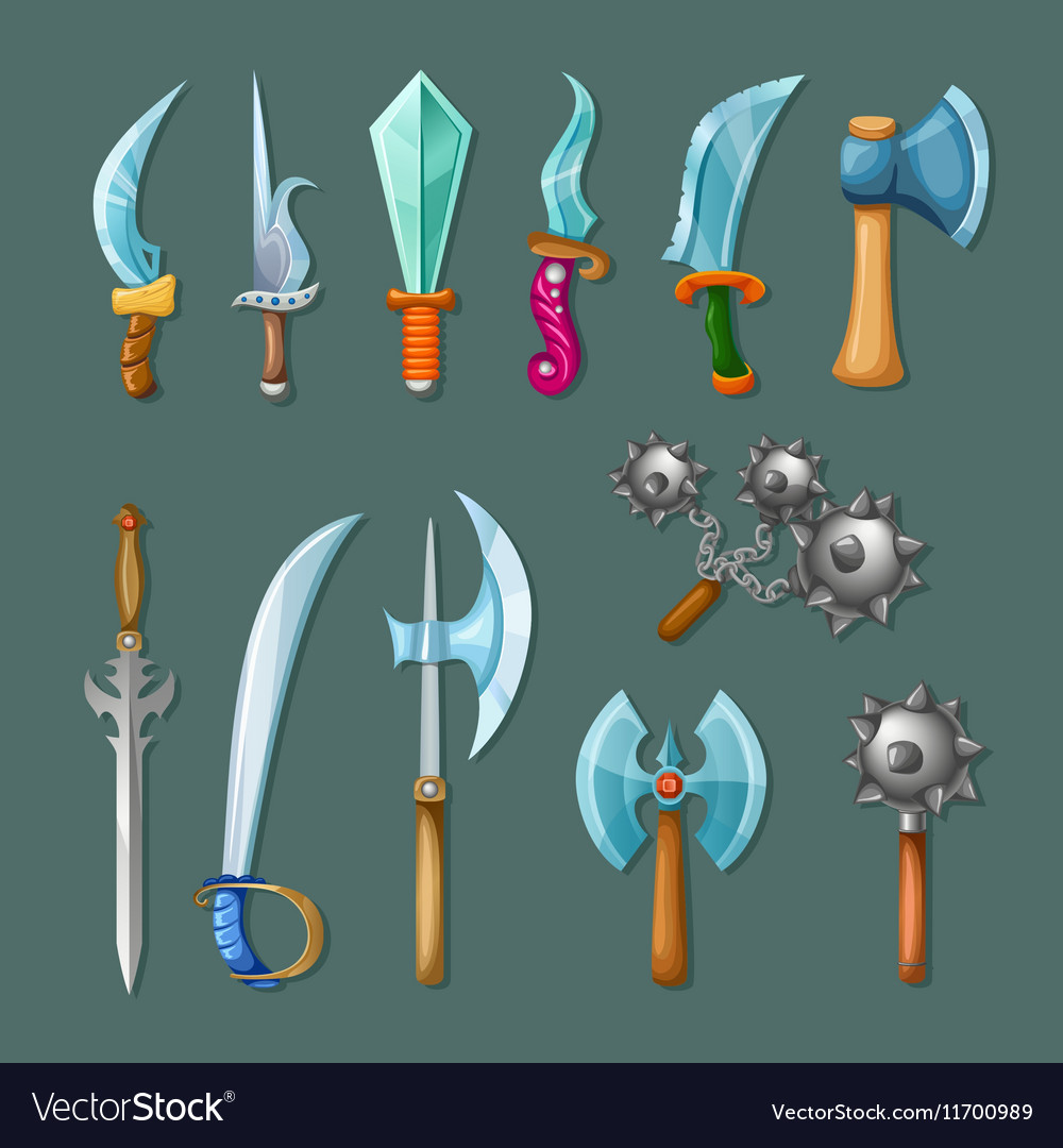 Set Icon Cartoon Weapons Royalty Free Vector Image Set Icon Cartoon Weapons Royalty Free Vector Image