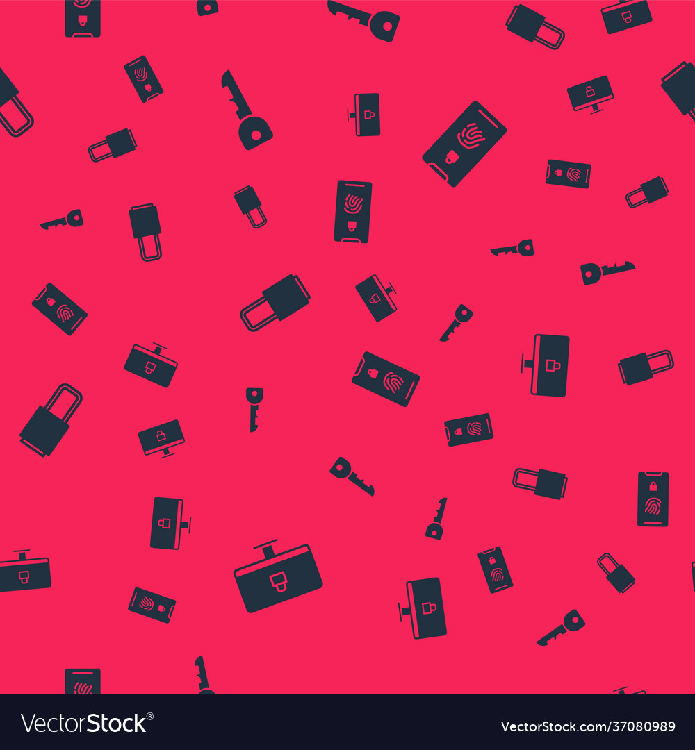 Set lock on computer monitor key and mobile Vector Image